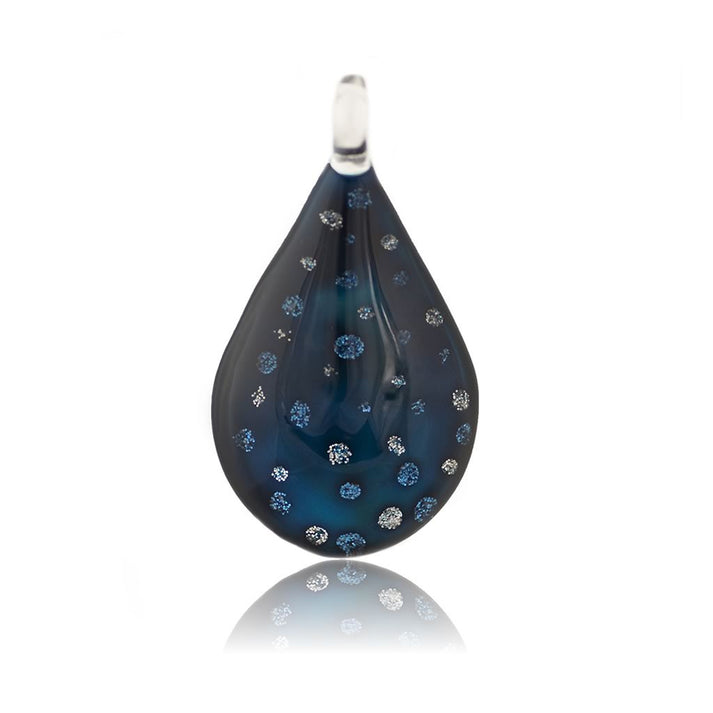 Blue Glass Pear Drop Sparkle Pendant Necklace | Fatlip